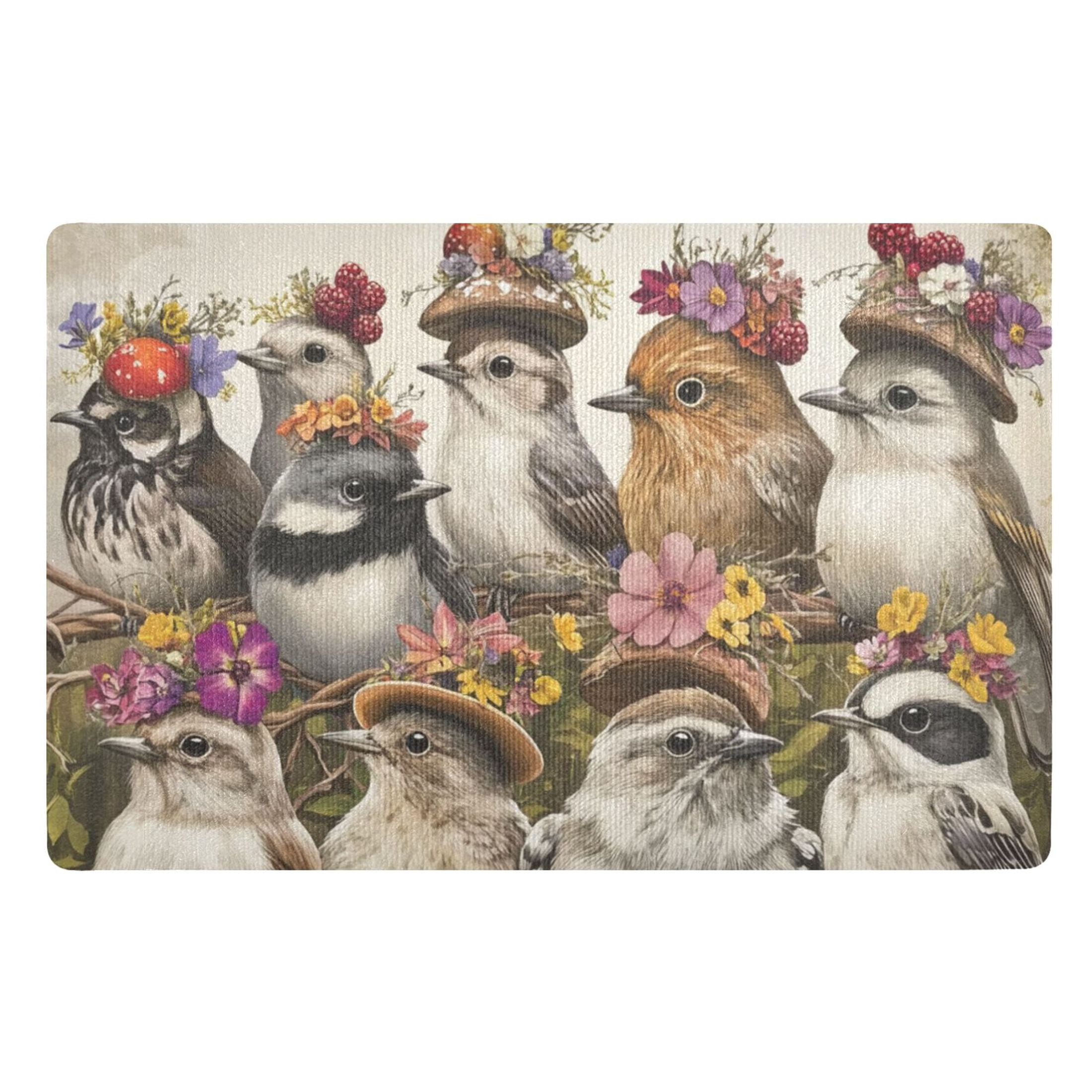 Gray Various Birds Floor Door Mat Outdoor Indoor for Home Entrance ...