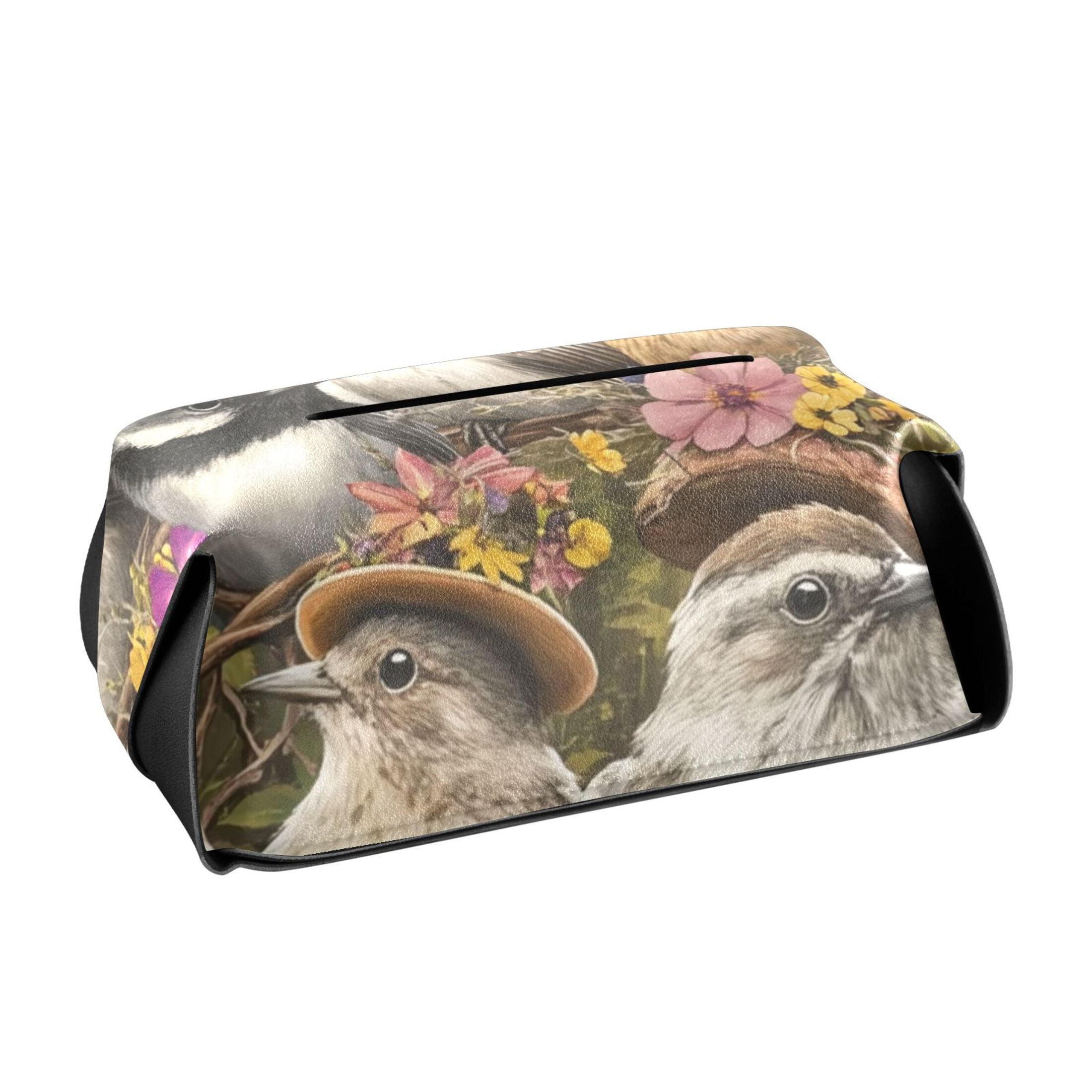 Gray Various Birds Tissue Box Cover Leather Square Rectangle Tissue Box ...