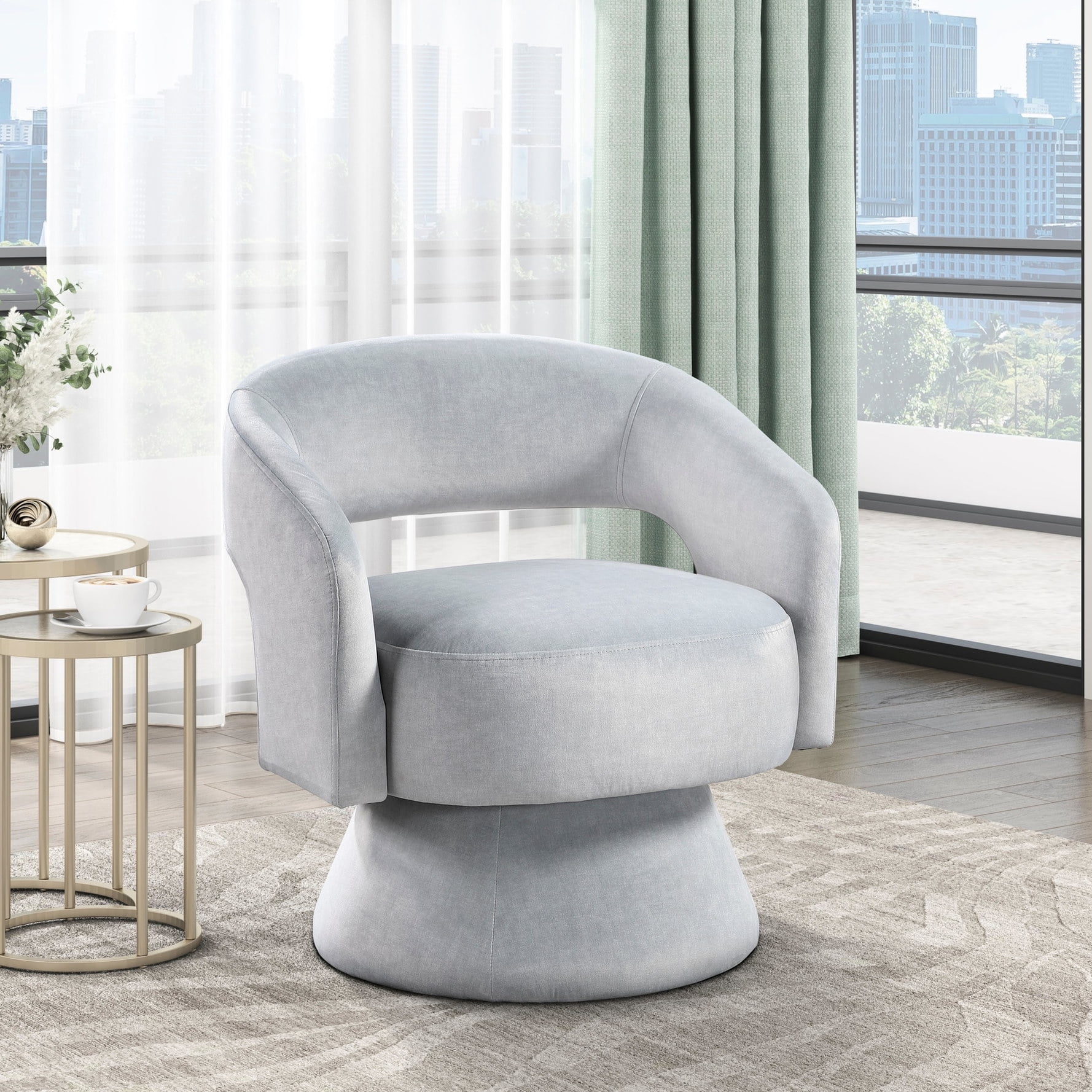 Gray Velvet - 360 - Degree Swivel - Primary Living Space - Comfortable ...