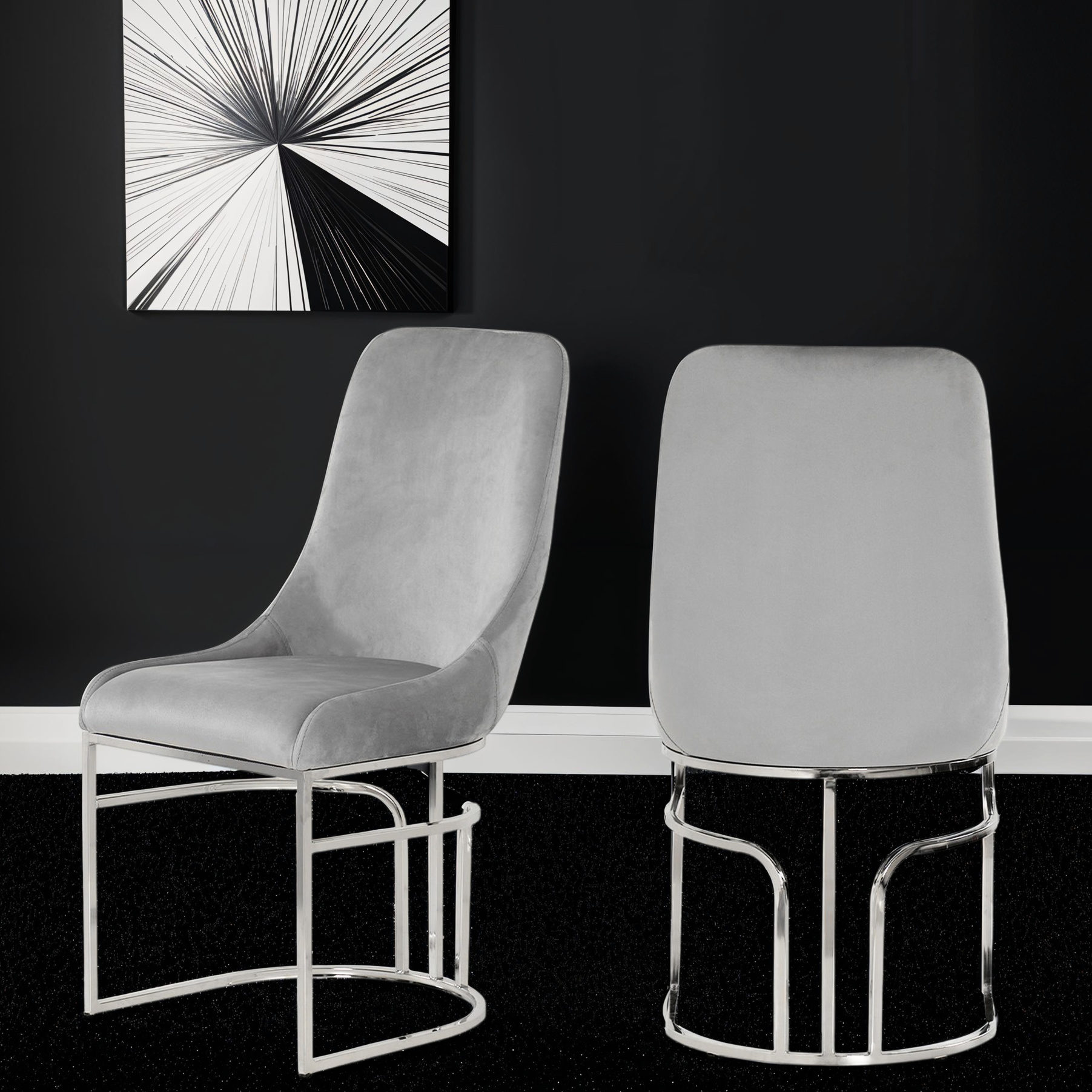 Gray Velvet Dining Chairs (Set of 2) | Soft and Smooth Seating for Any ...