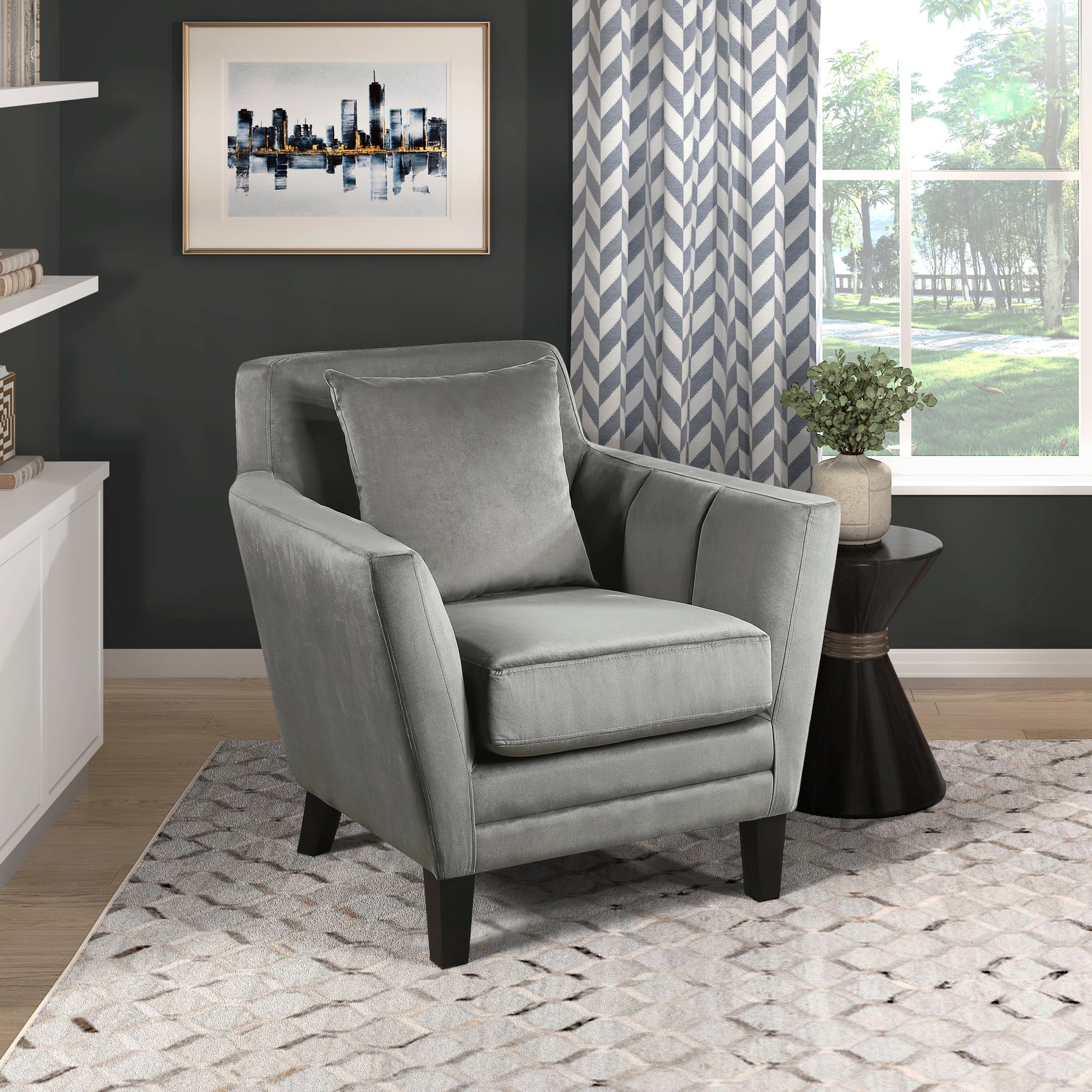 Gray Velvet Fabric - Foam Padding over Coils - Living Room - Modern ...