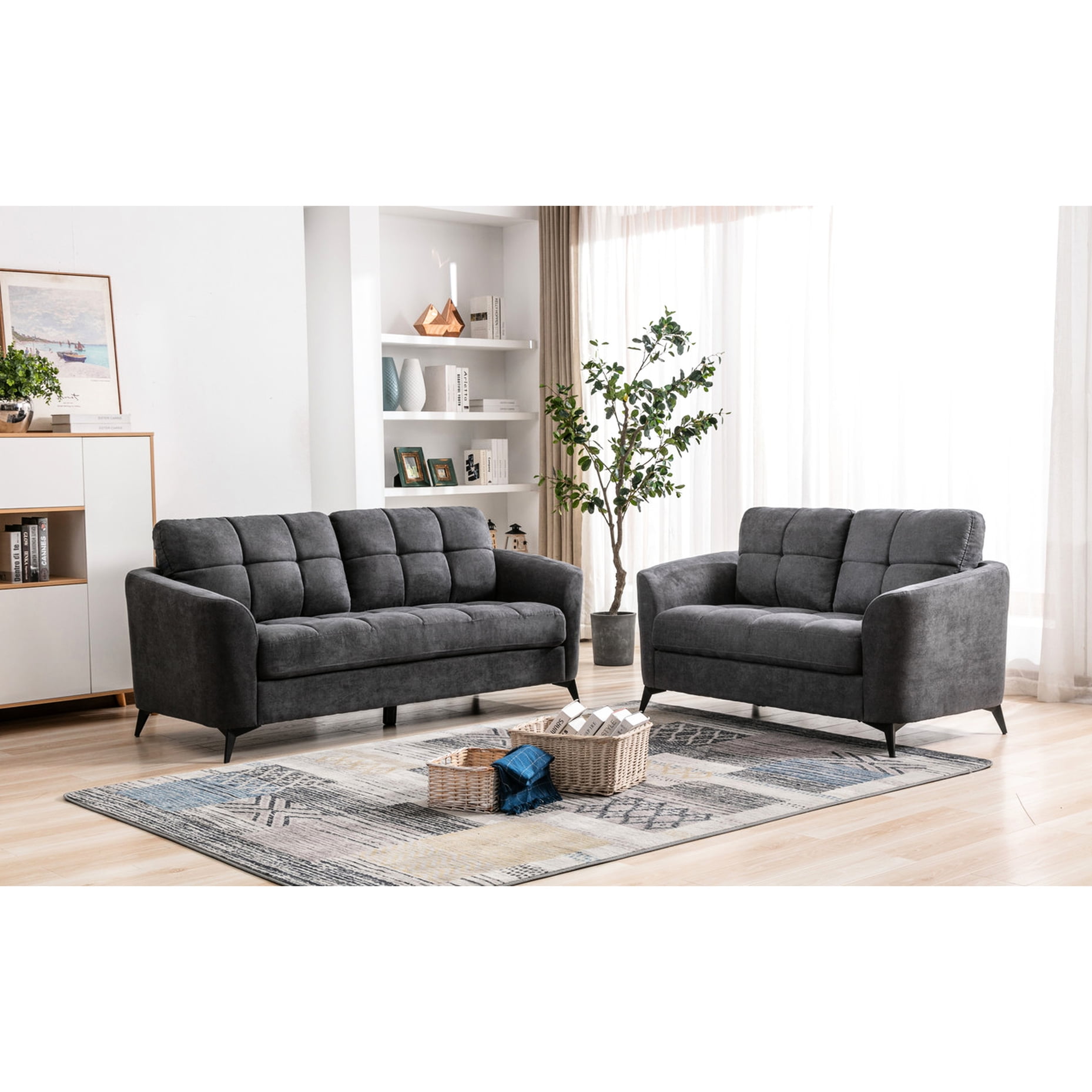 Gray Velvet - Tufted Pocket Coil Design - Indoor Living Use ...