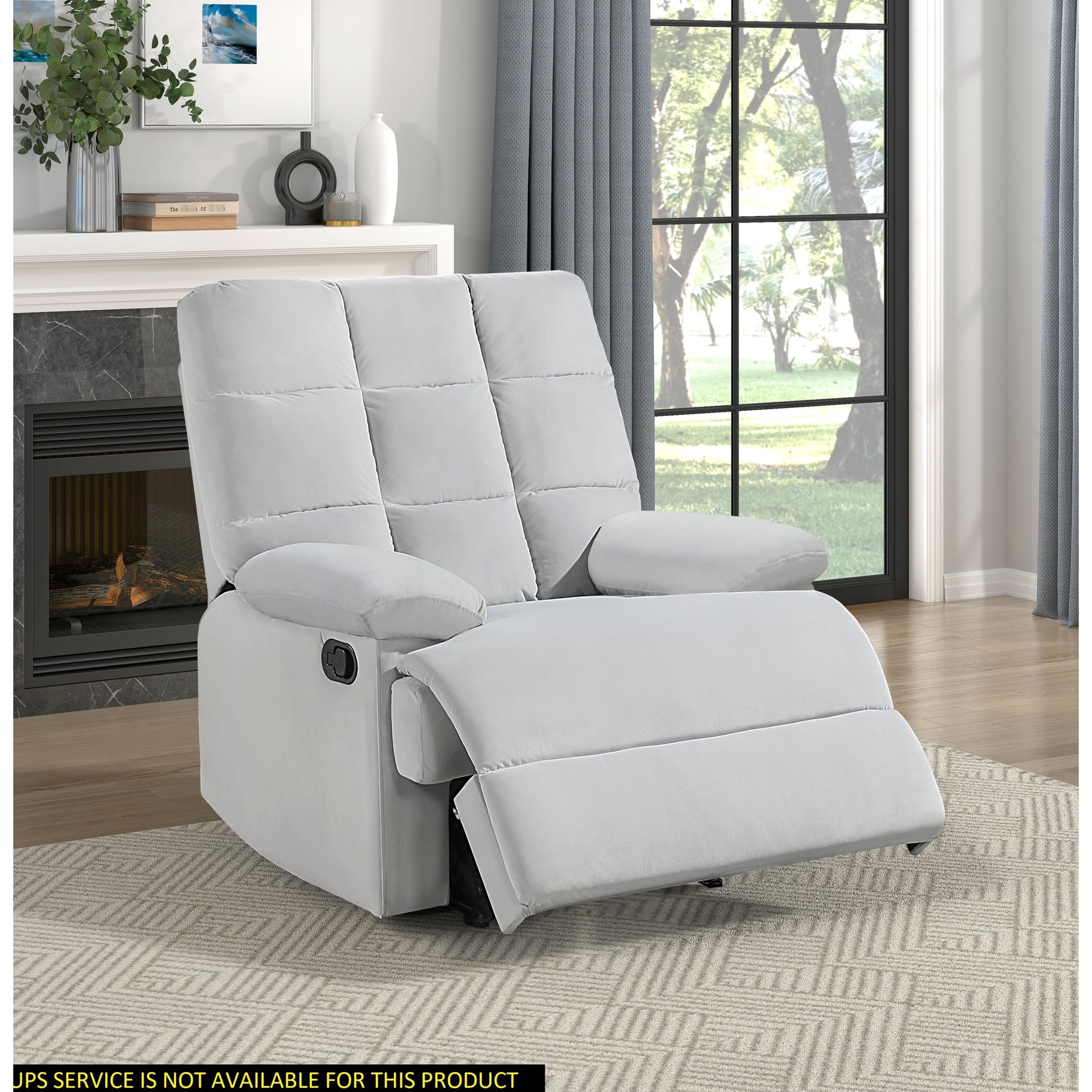 Gray Velvet Upholstered Recliner With Foam Padding And Solid Wood ...