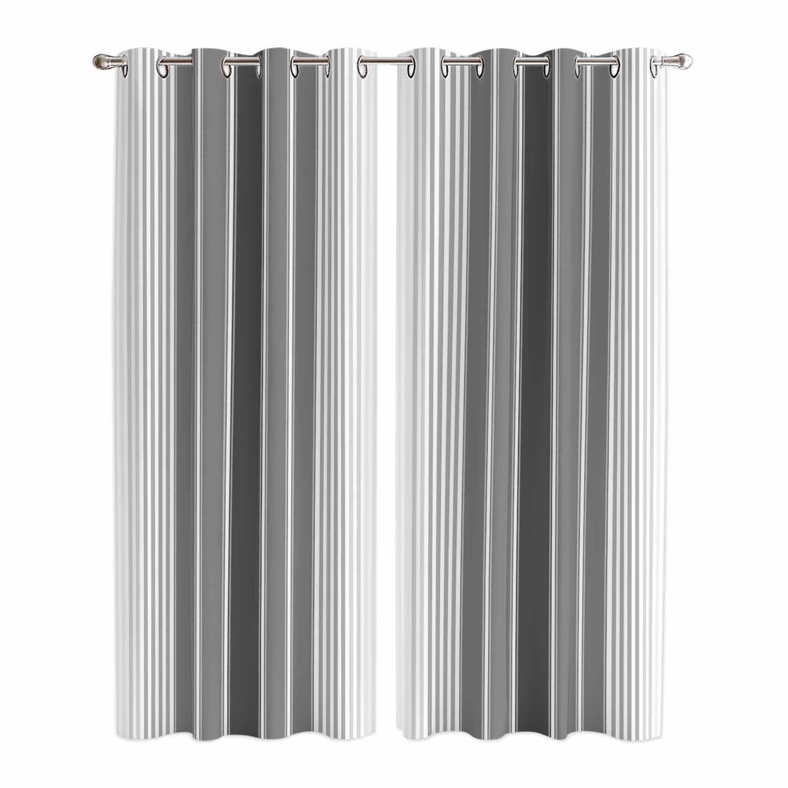 Gray Vertical Stripes Kitchen Curtains 84 Inch Length, Retro Simple ...