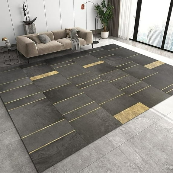 Gray Vintage Marble Area Rugs, Geometric Rectangular Tile Plates Modern ...