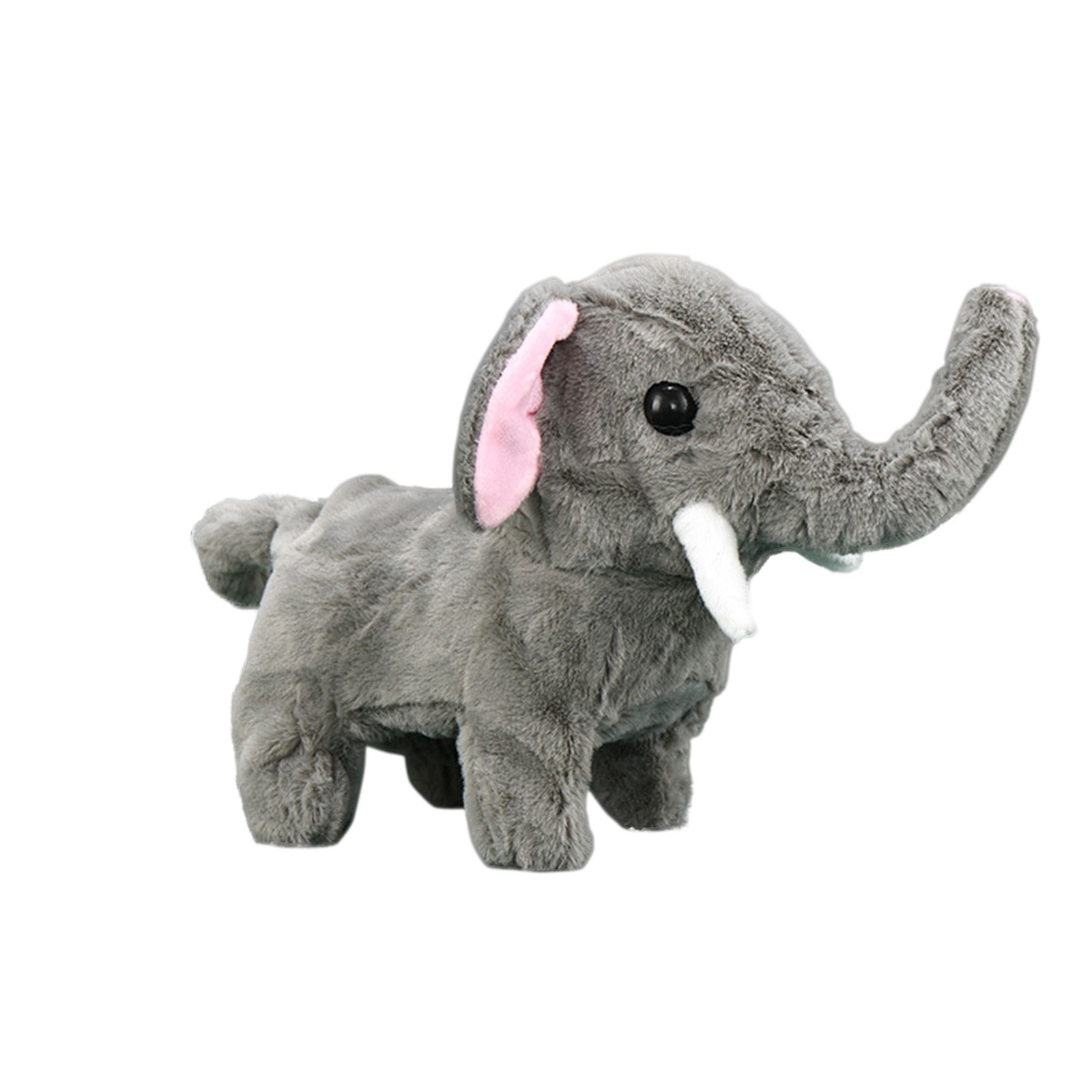Gray Walking Plush Elephant Toy With Sound Battery Operated Realistic ...