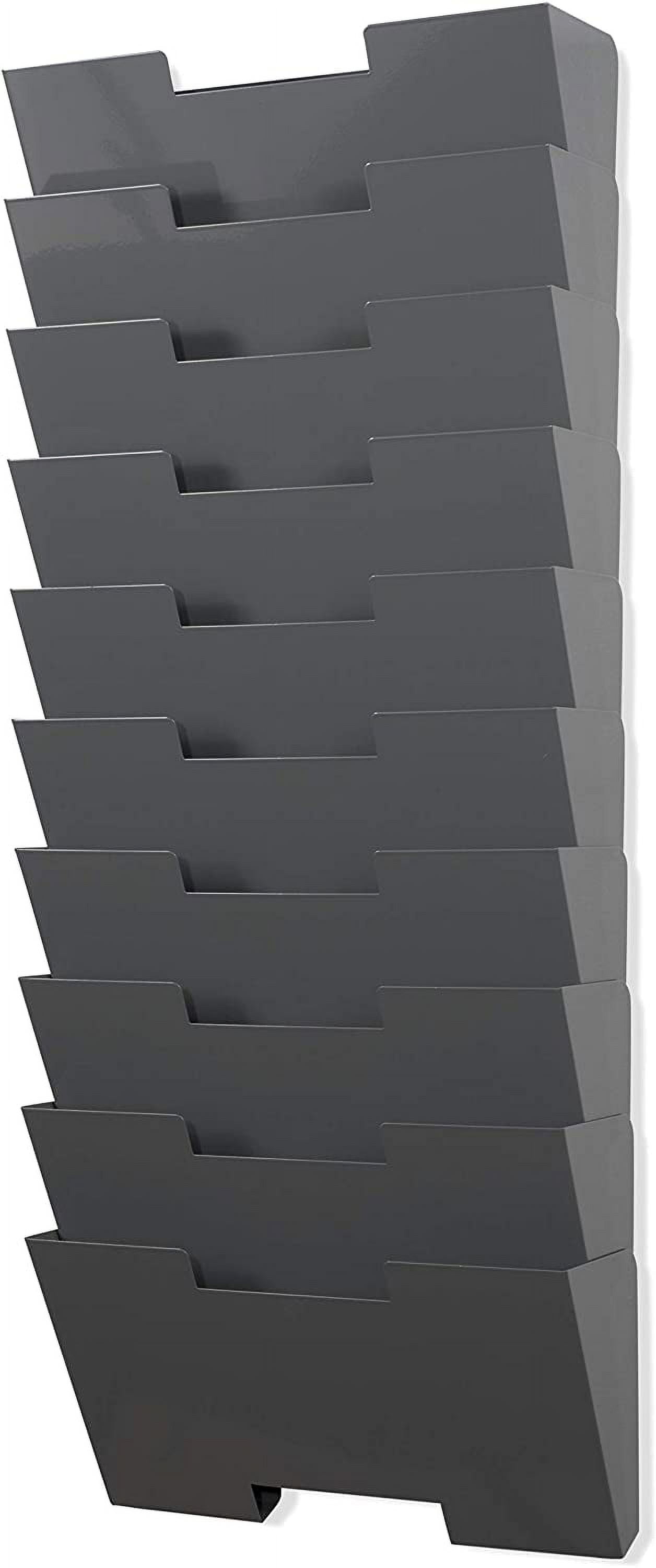 Gray Wall Mount Steel Vertical File Organizer Holder Rack 10 Sectional ...