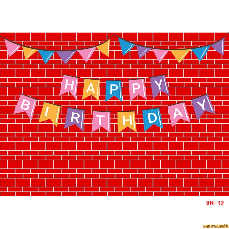 Gray White Brick Wall Happy Birthday Photography Backdrops Props ...