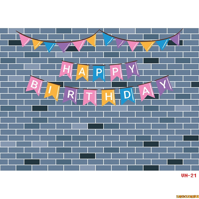 Gray White Brick Wall Happy Birthday Photography Backdrops Props ...