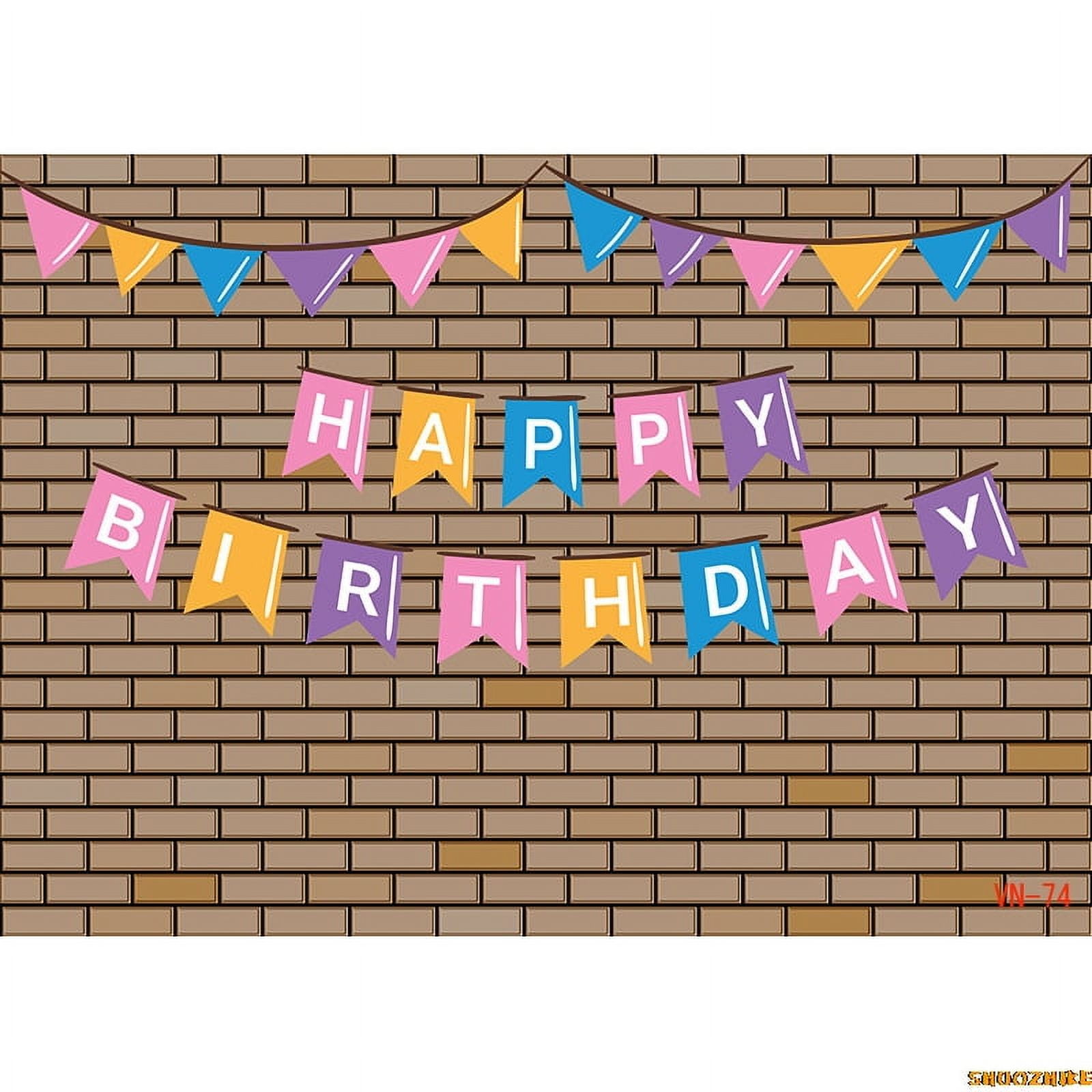 Gray White Brick Wall Happy Birthday Photography Backdrops Props ...