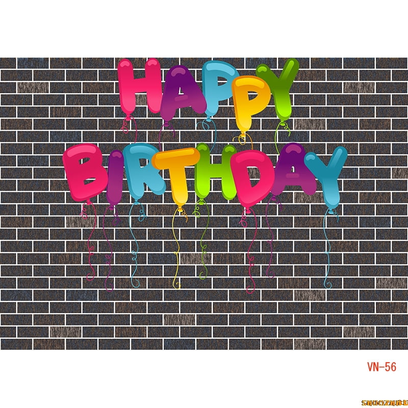 Gray White Brick Wall Happy Birthday Photography Backdrops Props ...
