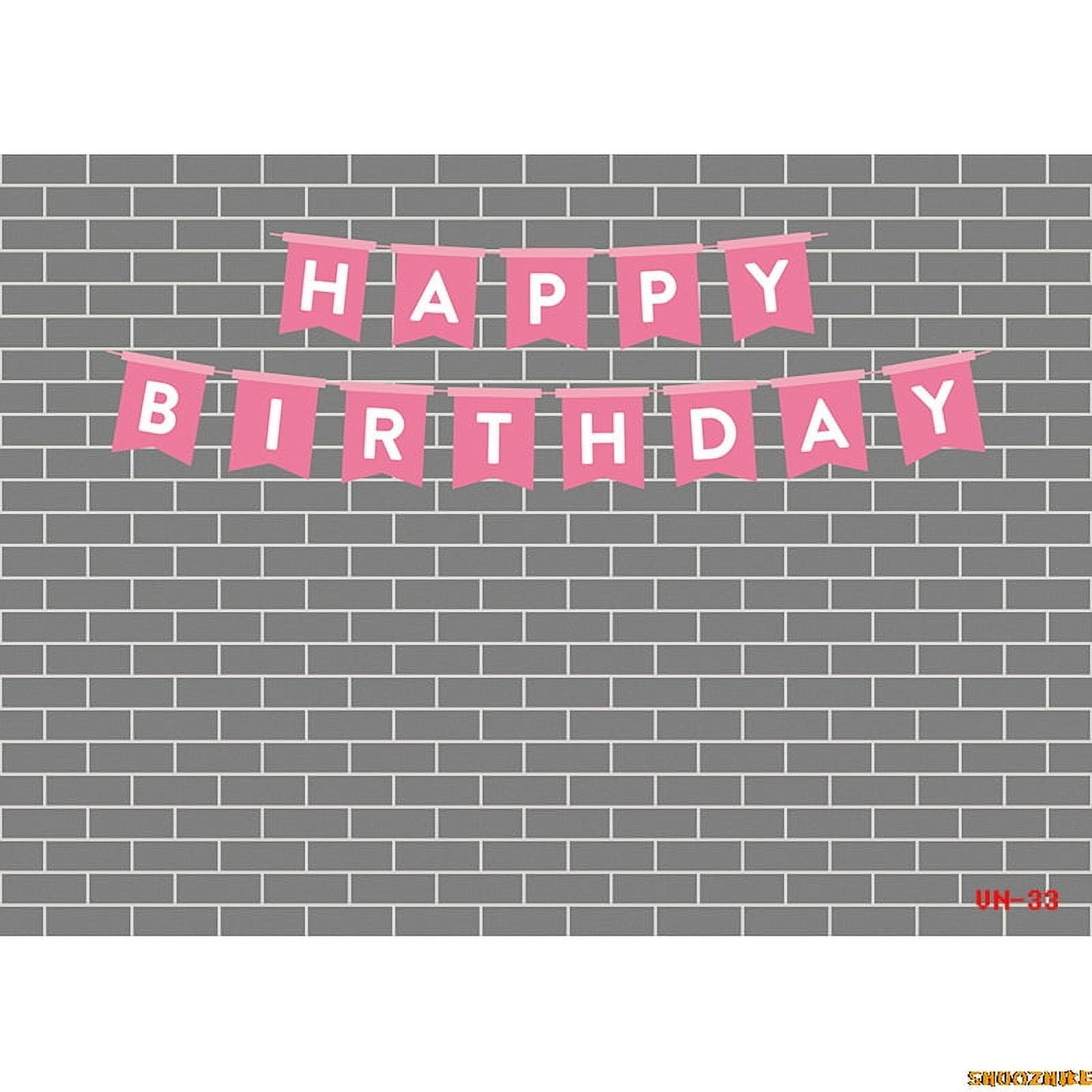 Gray White Brick Wall Happy Birthday Photography Backdrops Props ...