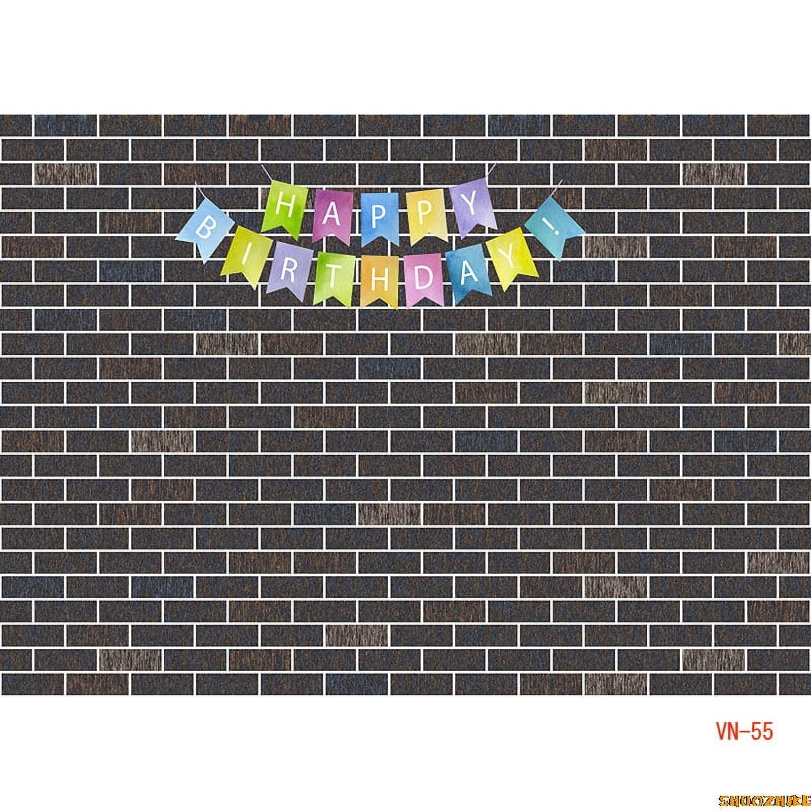 Gray White Brick Wall Happy Birthday Photography Backdrops Props ...