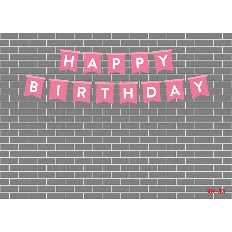 Gray White Brick Wall Happy Birthday Photography Backdrops Props ...