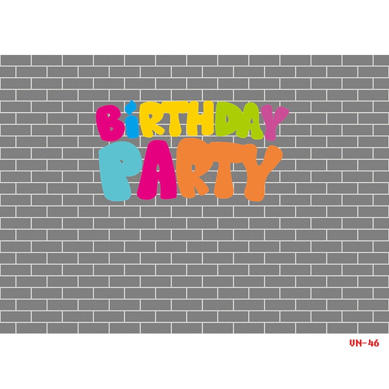Gray White Brick Wall Happy Birthday Photography Backdrops Props ...