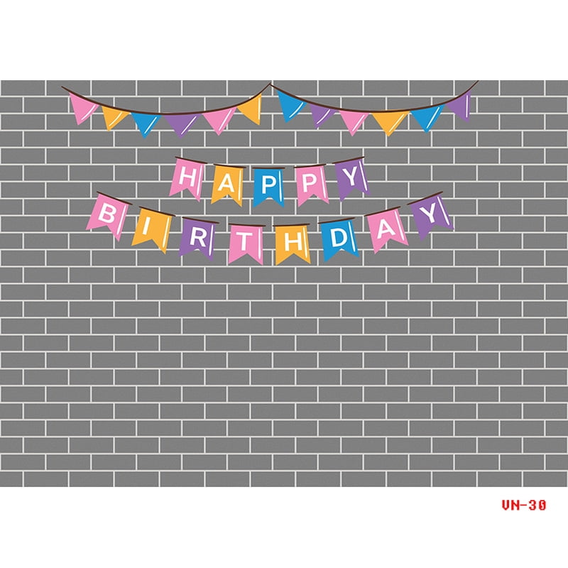 Gray White Brick Wall Happy Birthday Photography Backdrops Props ...