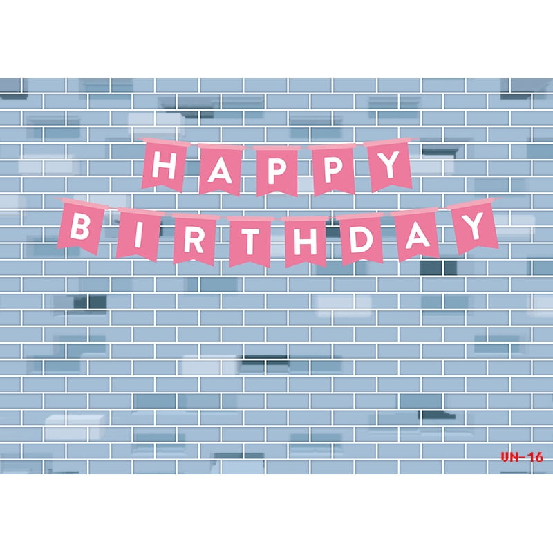 Gray White Brick Wall Happy Birthday Photography Backdrops Props ...