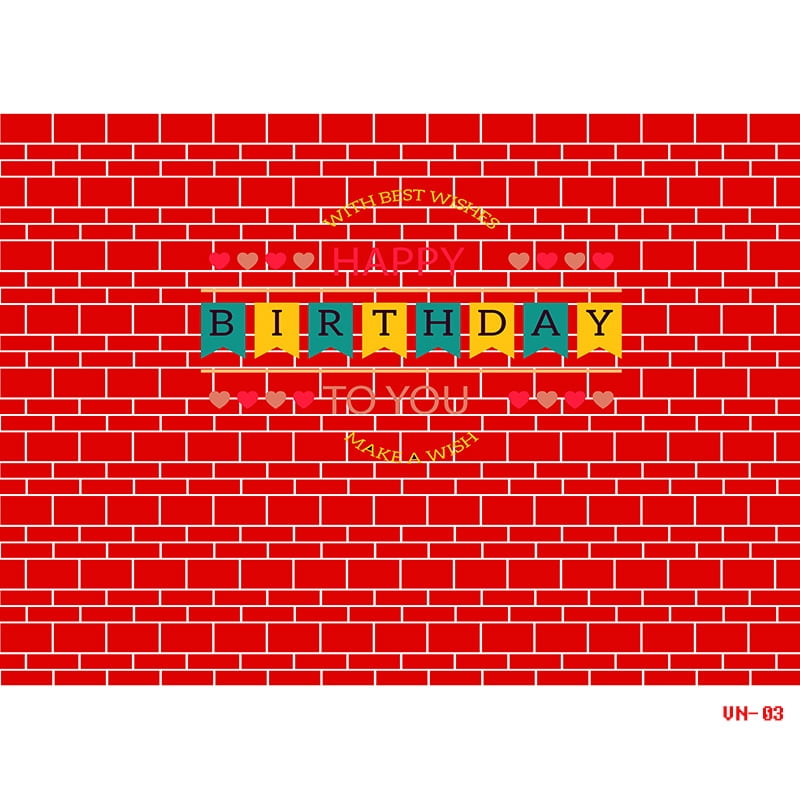 Gray White Brick Wall Happy Birthday Photography Backdrops Props ...