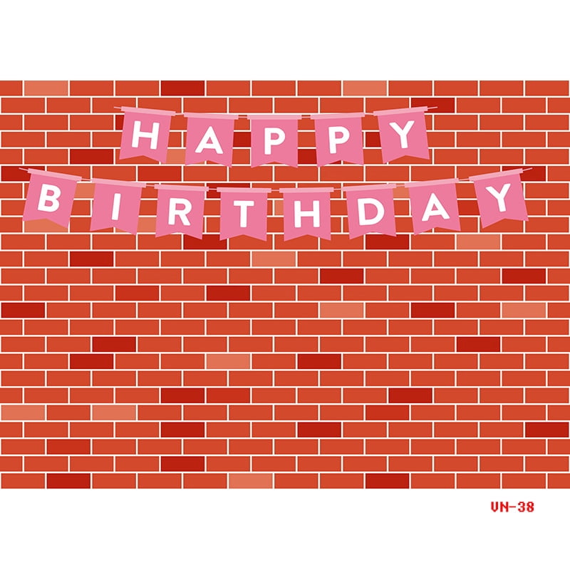 Gray White Brick Wall Happy Birthday Photography Backdrops Props ...