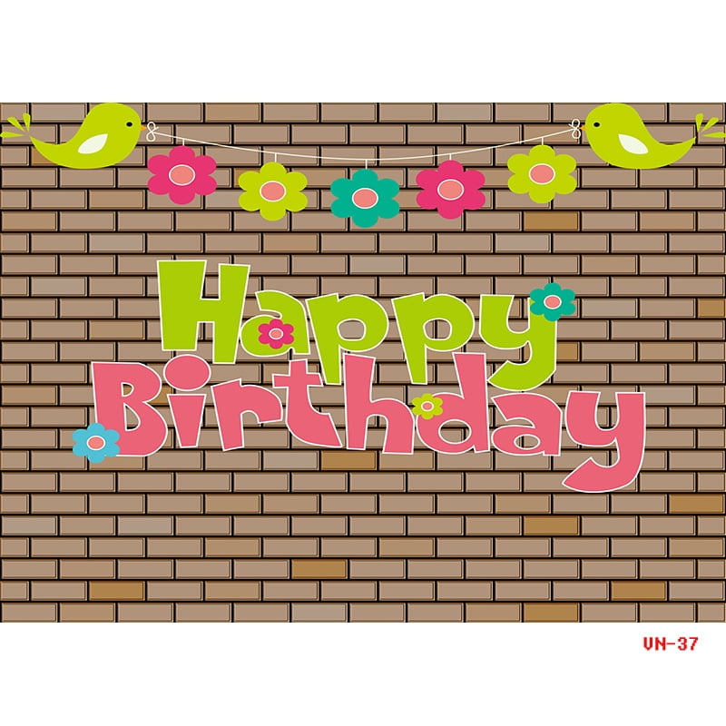 Gray White Brick Wall Happy Birthday Photography Backdrops Props ...
