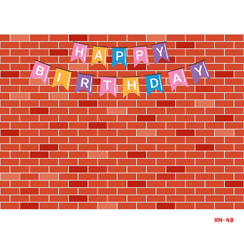 Gray White Brick Wall Happy Birthday Photography Backdrops Props ...