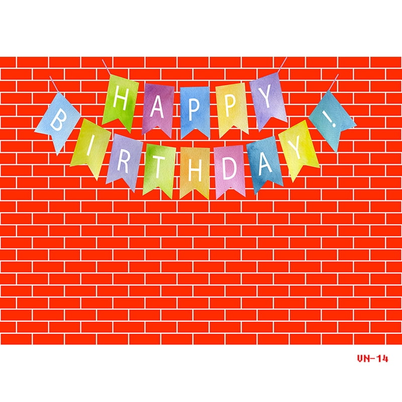 Gray White Brick Wall Happy Birthday Photography Backdrops Props ...