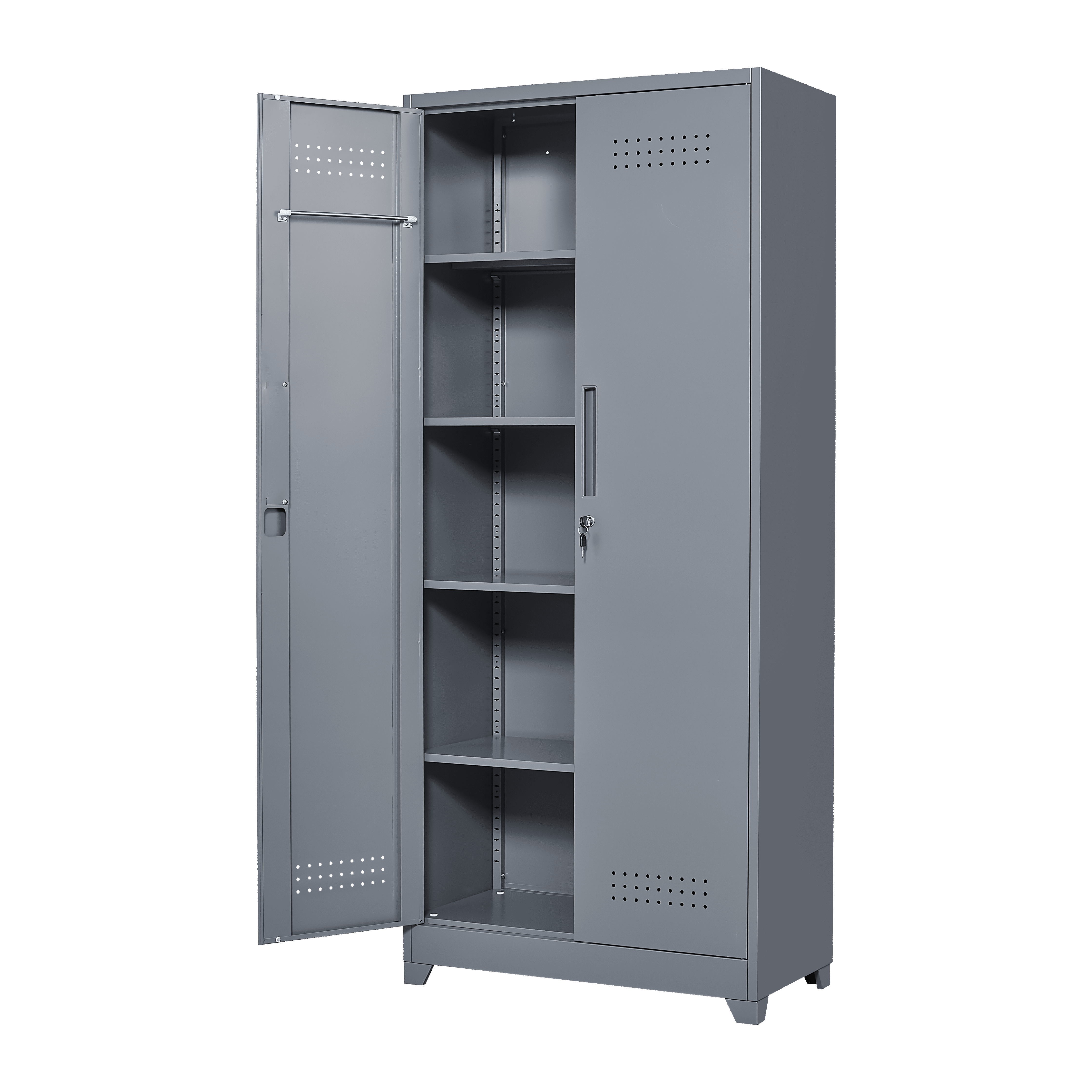 Gray and White Color Metal Lockers, Cleaning Tool Cabinets with Locking ...