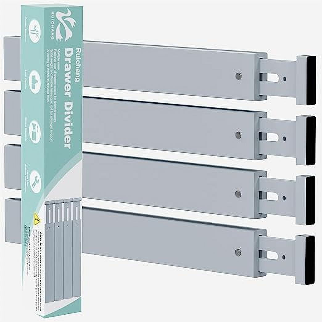 Gray White Drawer Dividers Organizer Separators Expandable - Bamboo 4 ...