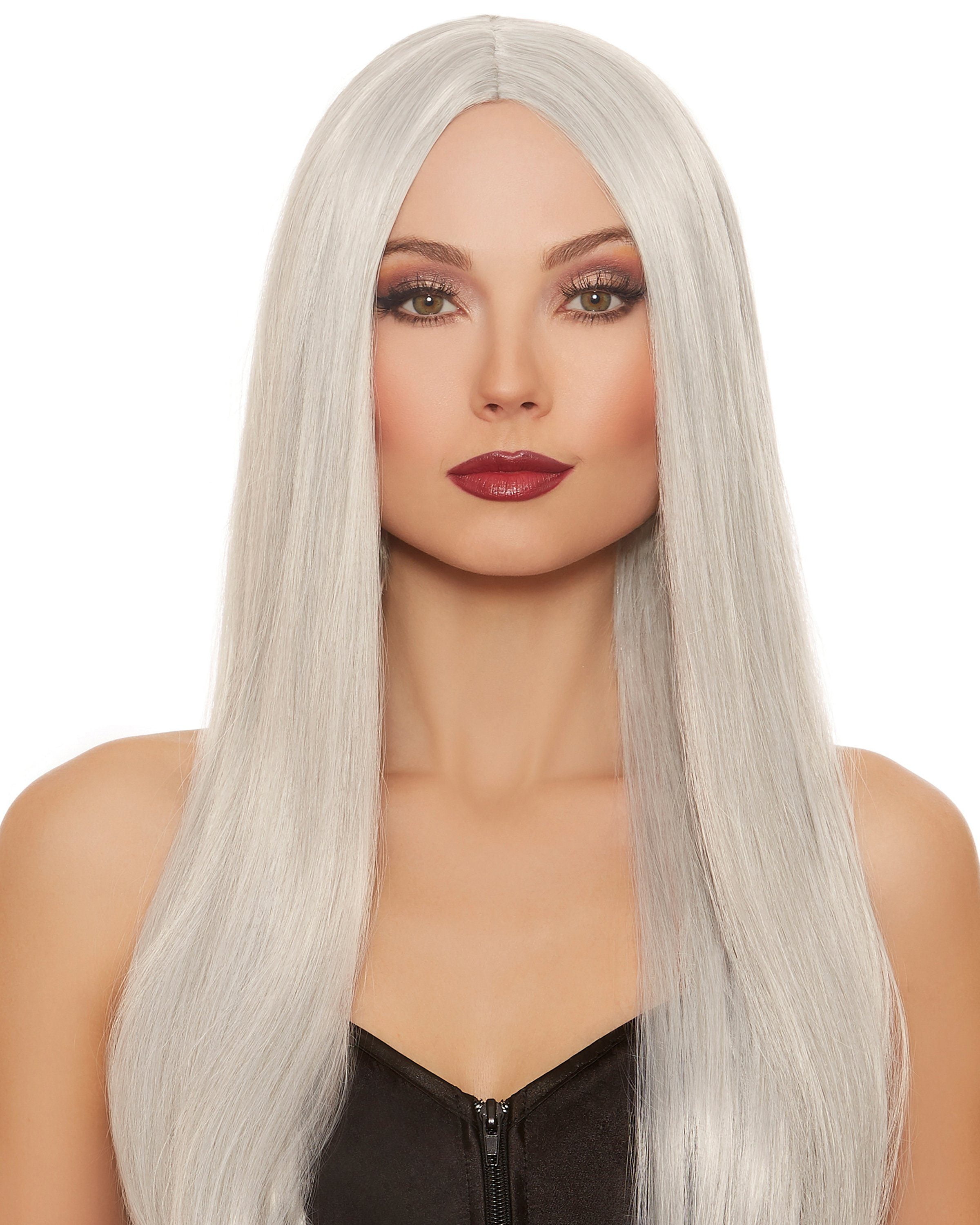 Gray White Extra Long Straight Wig Adult Halloween Accessory - Walmart.com