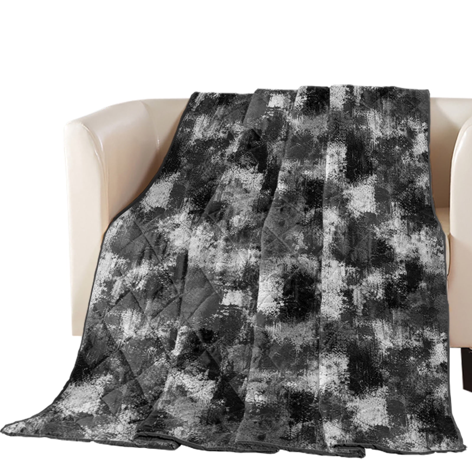 Gray White Ink Splatters Quilted Comforters Cooling Blanket Oversized ...