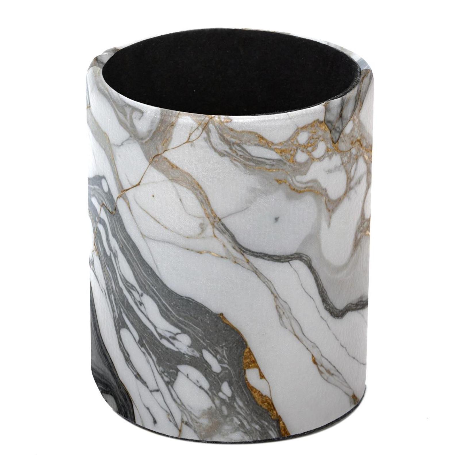 Gray White Marble PVC Pen Holder Multi Pencil Holder for Desk Round ...