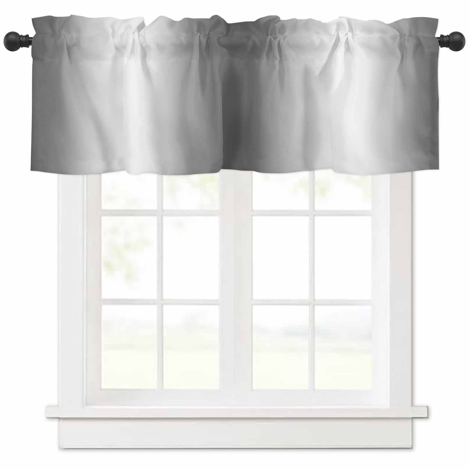 Gray White Ombre Valances for Windows Farmhouse Kitchen Curtains ...