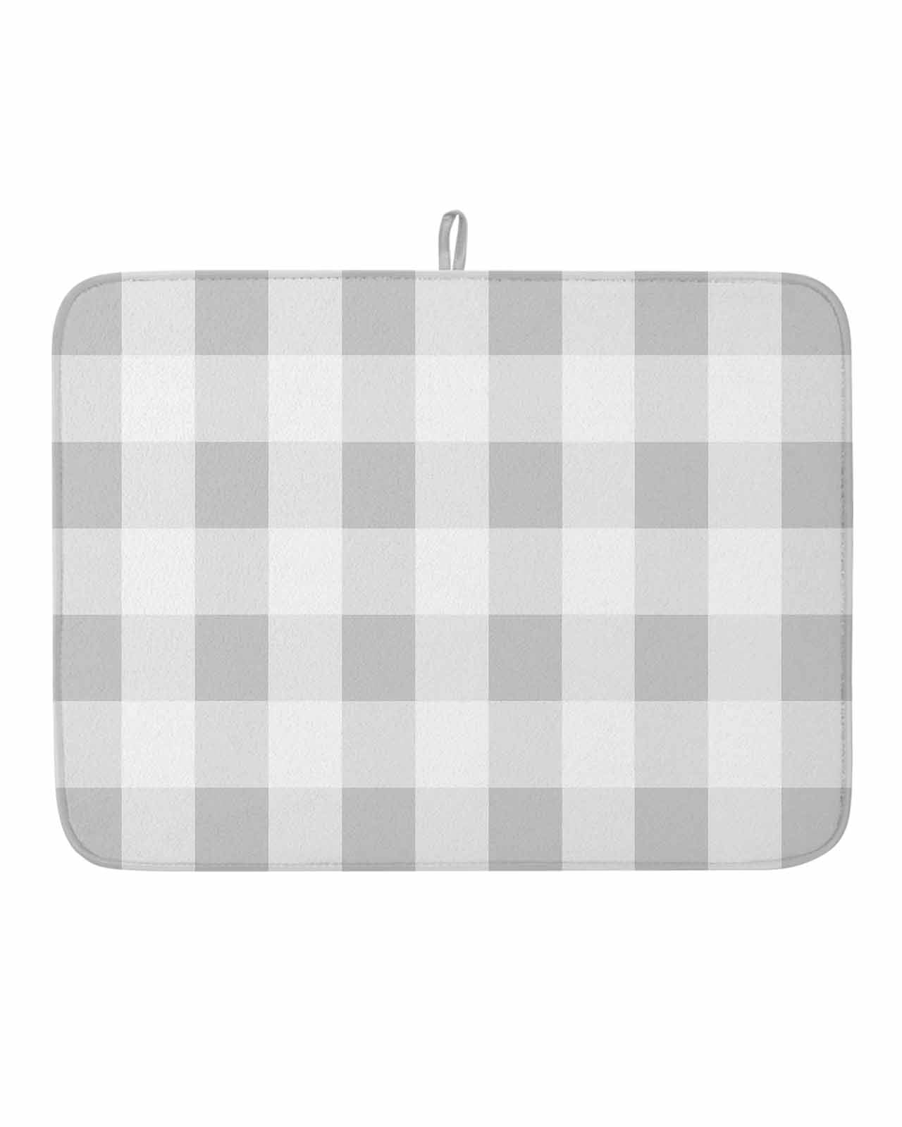 Gray White Plaid Dish Drying Mat, Checkerd Pattern Absorbent Dish ...