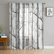 Decoultimatex Green White Semi Sheer Window Curtain Panels Tree Branch ...