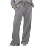 Gray Wide Leg Sweatpants Womens Outfits Half Zip Hoodie Sweatsuit Sets ...