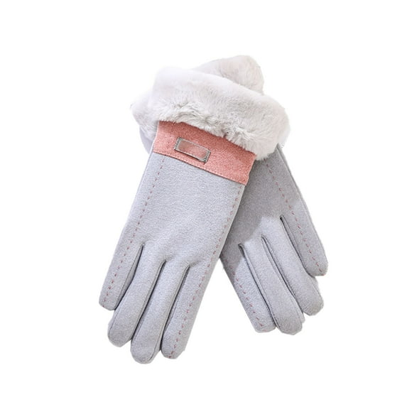 Gray Winter Gloves Touchscreen Fleece Thickened For Cold Weather ...