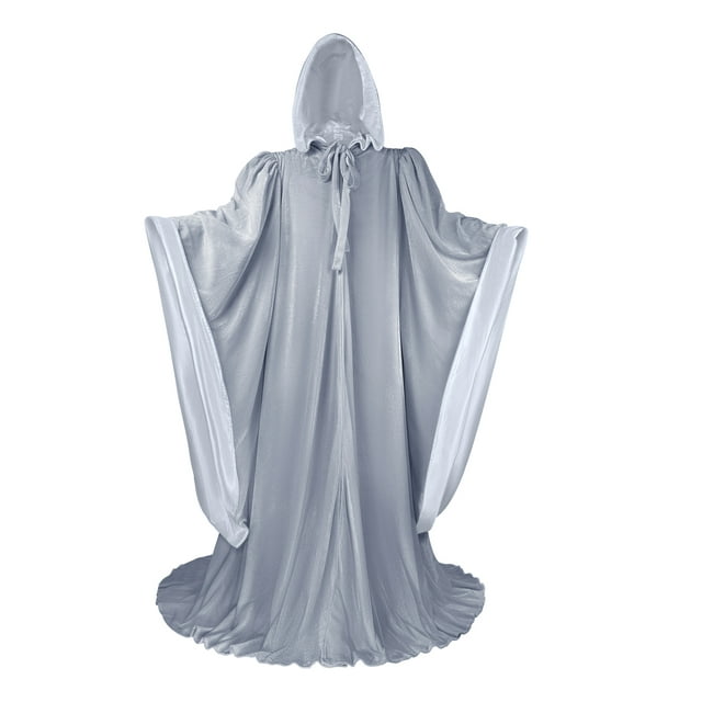 Gray Wizard Robe with Hood and Sleeves, Halloween Party Costume for ...