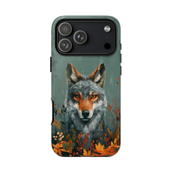Gray Wolf Orange Autumn Scenic Wildlife Scene Phone Case 17 16 15 14 13 12 11 Pro Max - Walmart.com