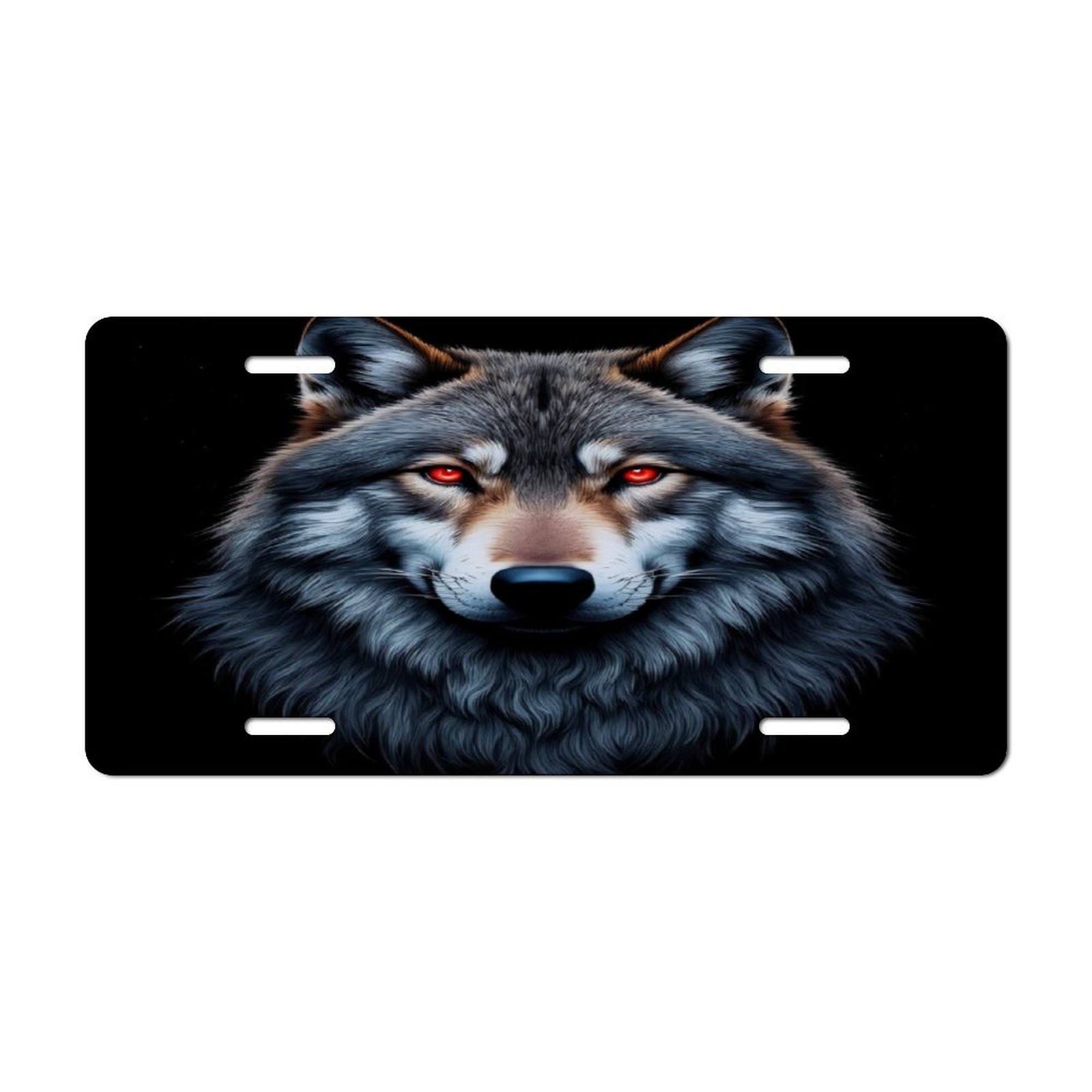 Gray Wolf with Red Eyes License Plate Lightweight Aluminum Automotive ...