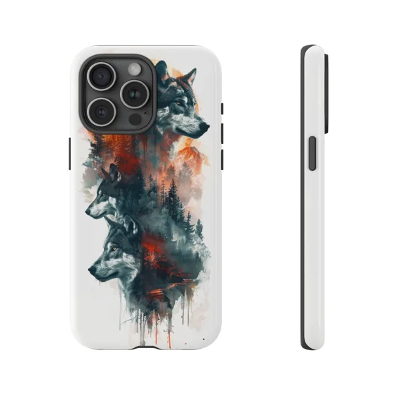 Gray Wolves Blood Moon Pack Scene Case for iPhone 17 to 11 Pro Max ...