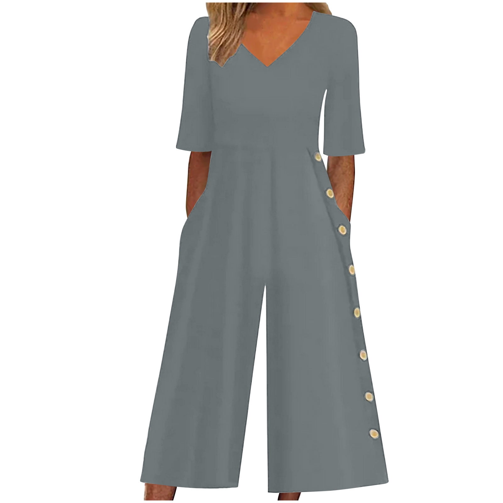 Gray Women Brunch Overalls Coveralls Trousers Pants Unitard for Women ...