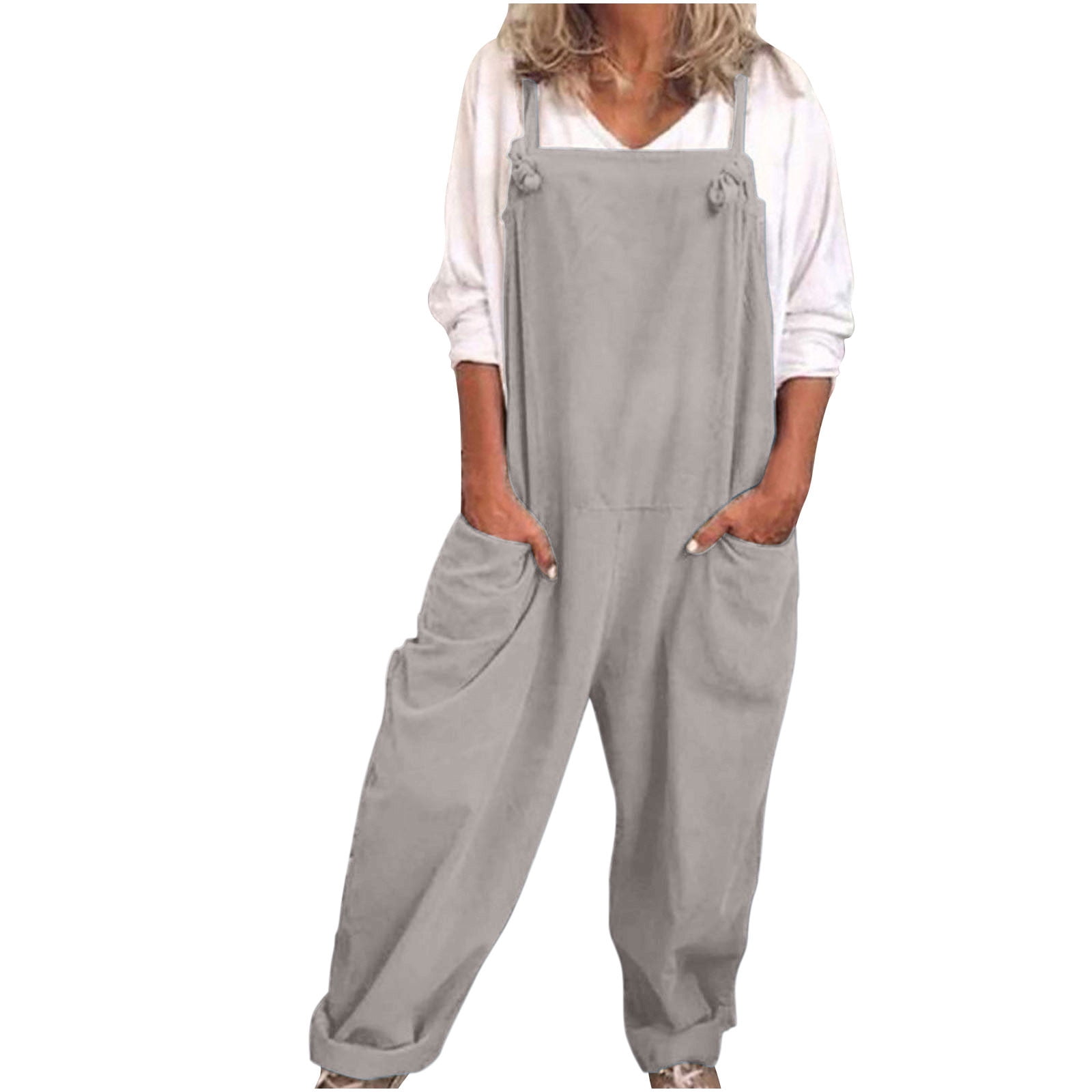 Gray Women Casual Coveralls Coveralls Pants Unitard for Women Faux ...