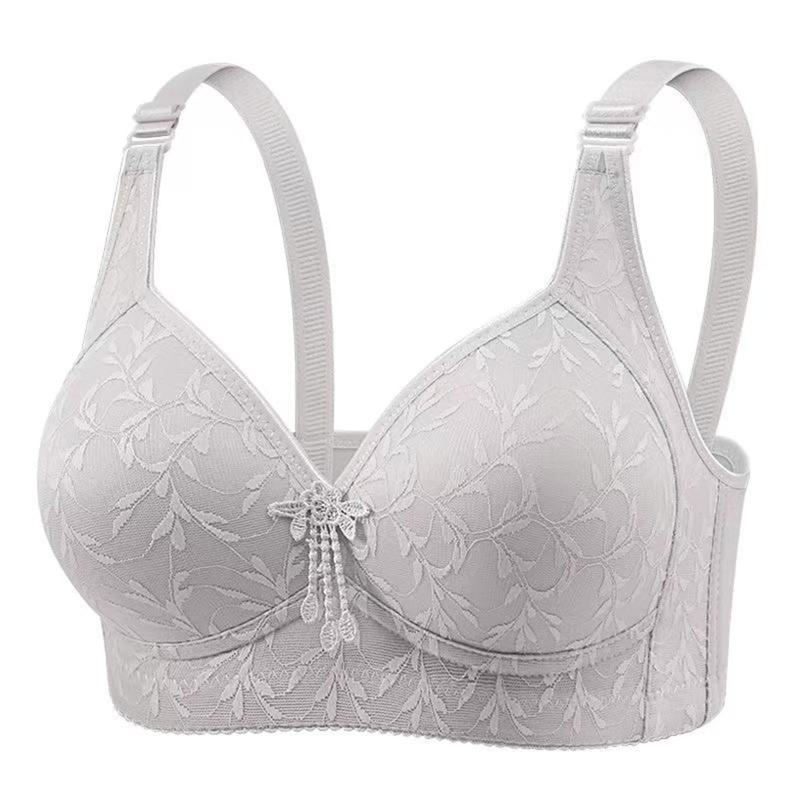 Gray Women Push Up Pushup Seamless No Underwire Plain Bralettes for ...