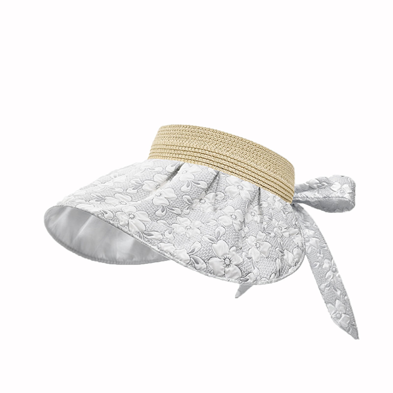 Gray Women Summer Foldable Wide Brim Sun Hat With Straw Weave Design ...