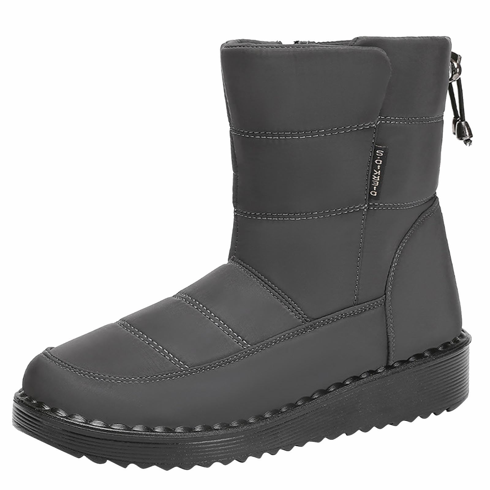 Gray Women Winter Boots With Plush Interior And High Top For Cozy Wear ...