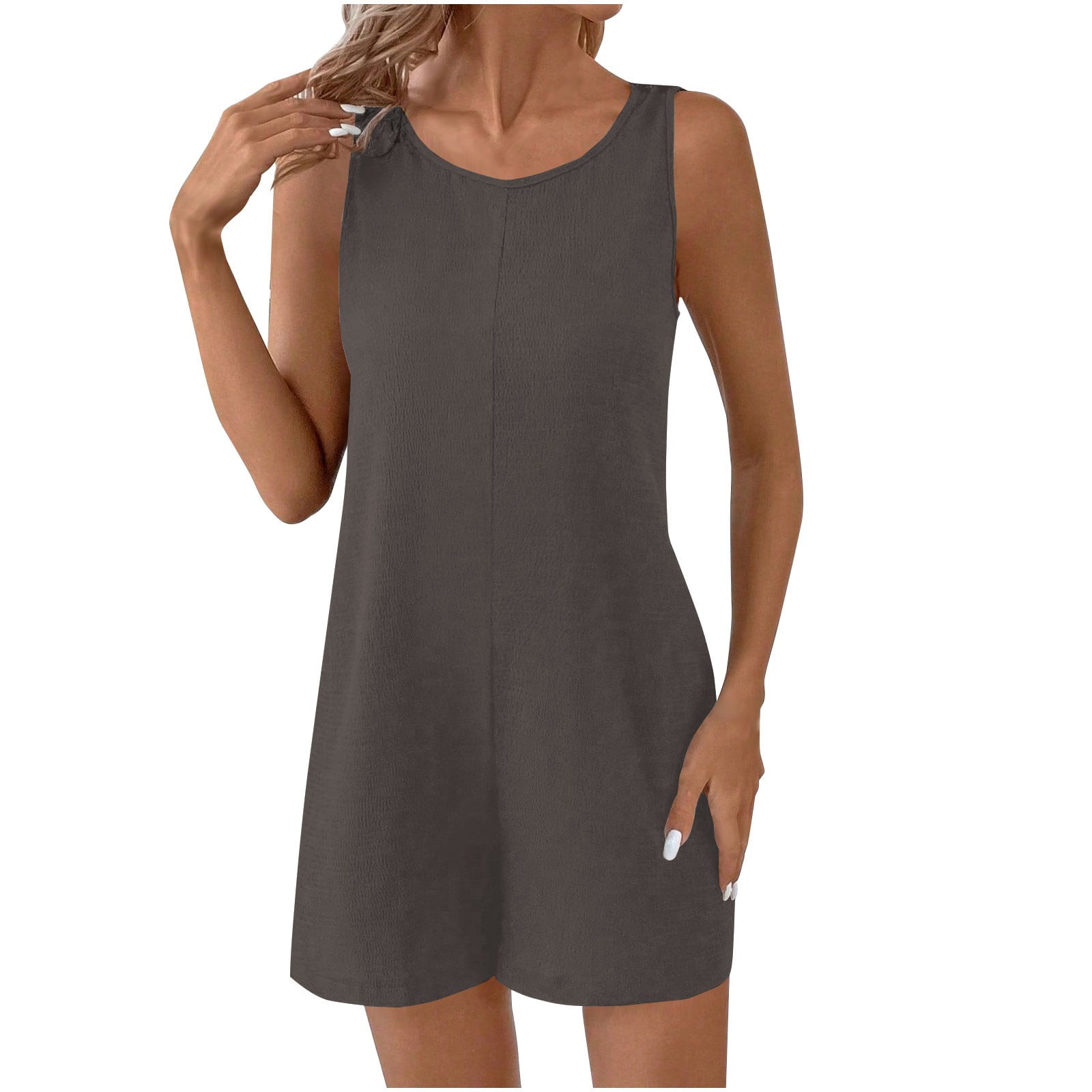 Gray Womens Faux Linen Coveralls Shortalls Lounge Coveralls Shortalls ...
