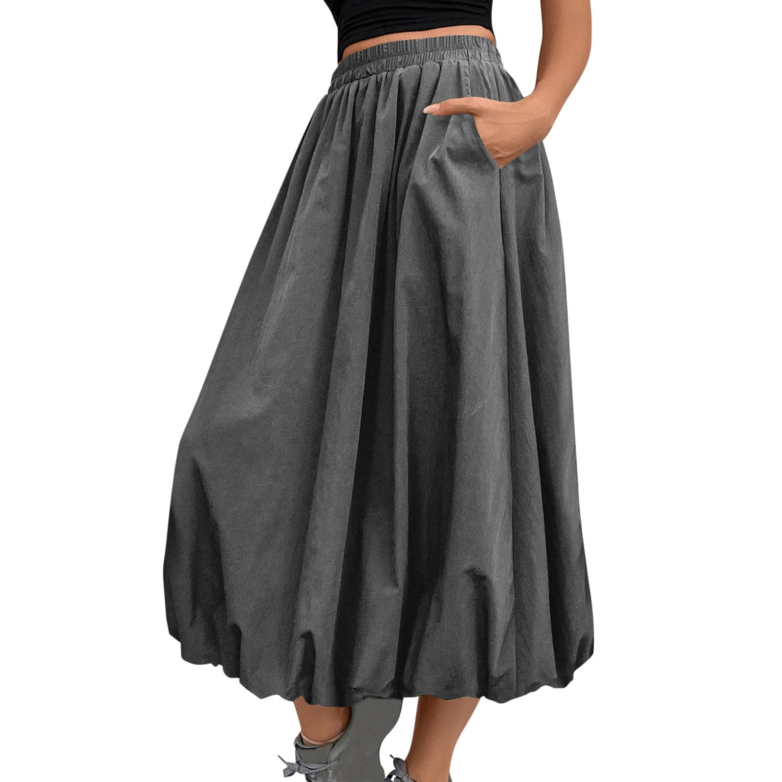 Gray Womens Loose Fit Skorts for Ladies Spandex Lounge Plain Maxi Long ...