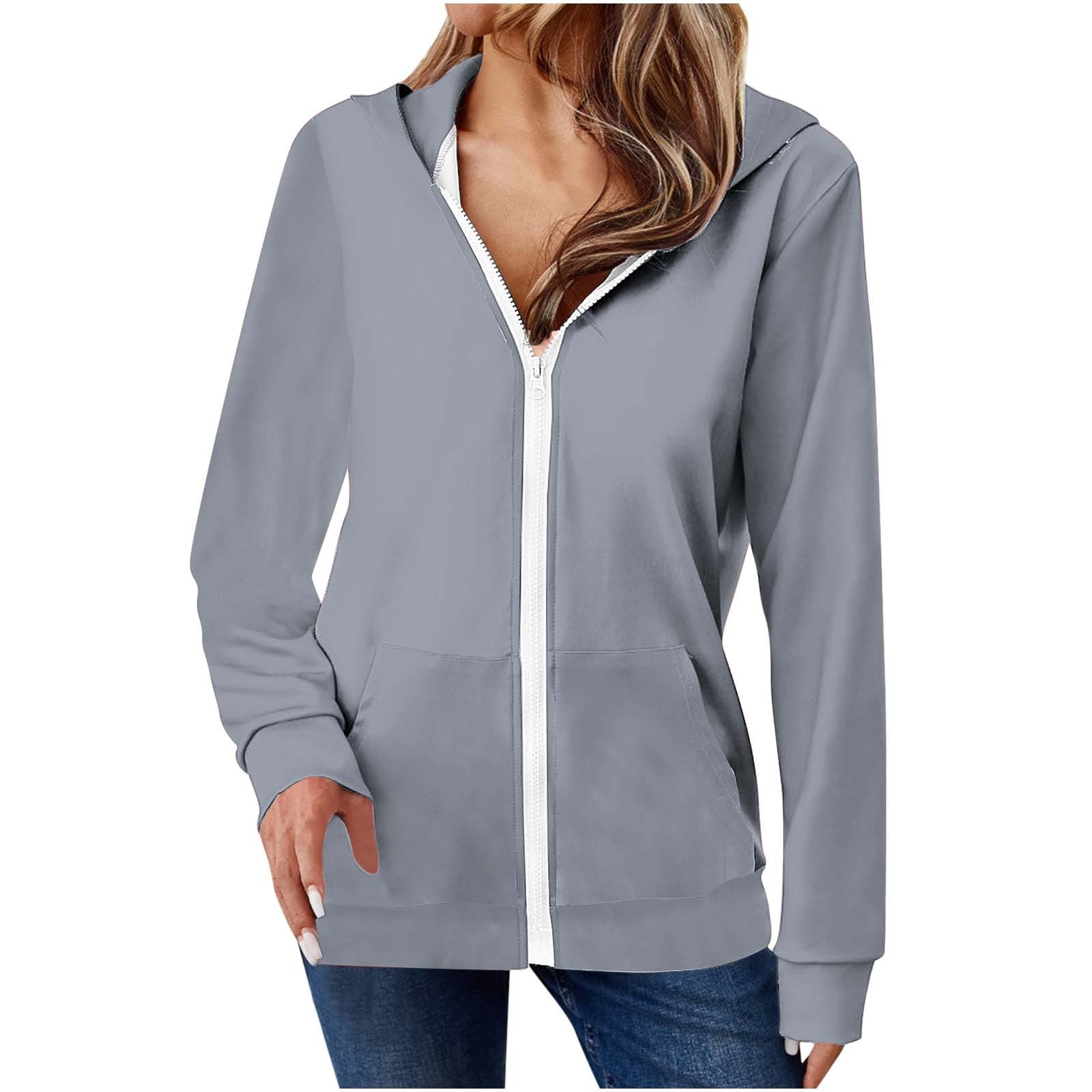 Gray Womens Spandex Brunch Jacket Hood Outfits for Ladies Long Sleeve ...