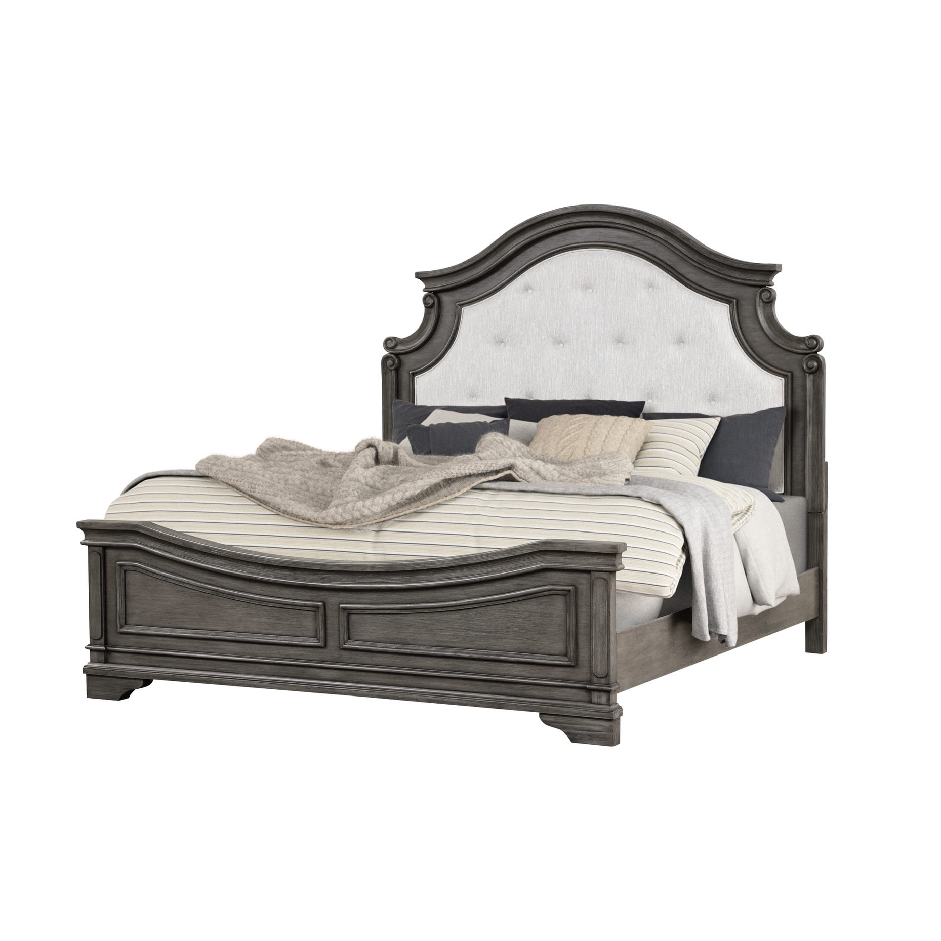Gray Wood Bed, Massive Picture Frame Moldings - Give Bedroom a ...