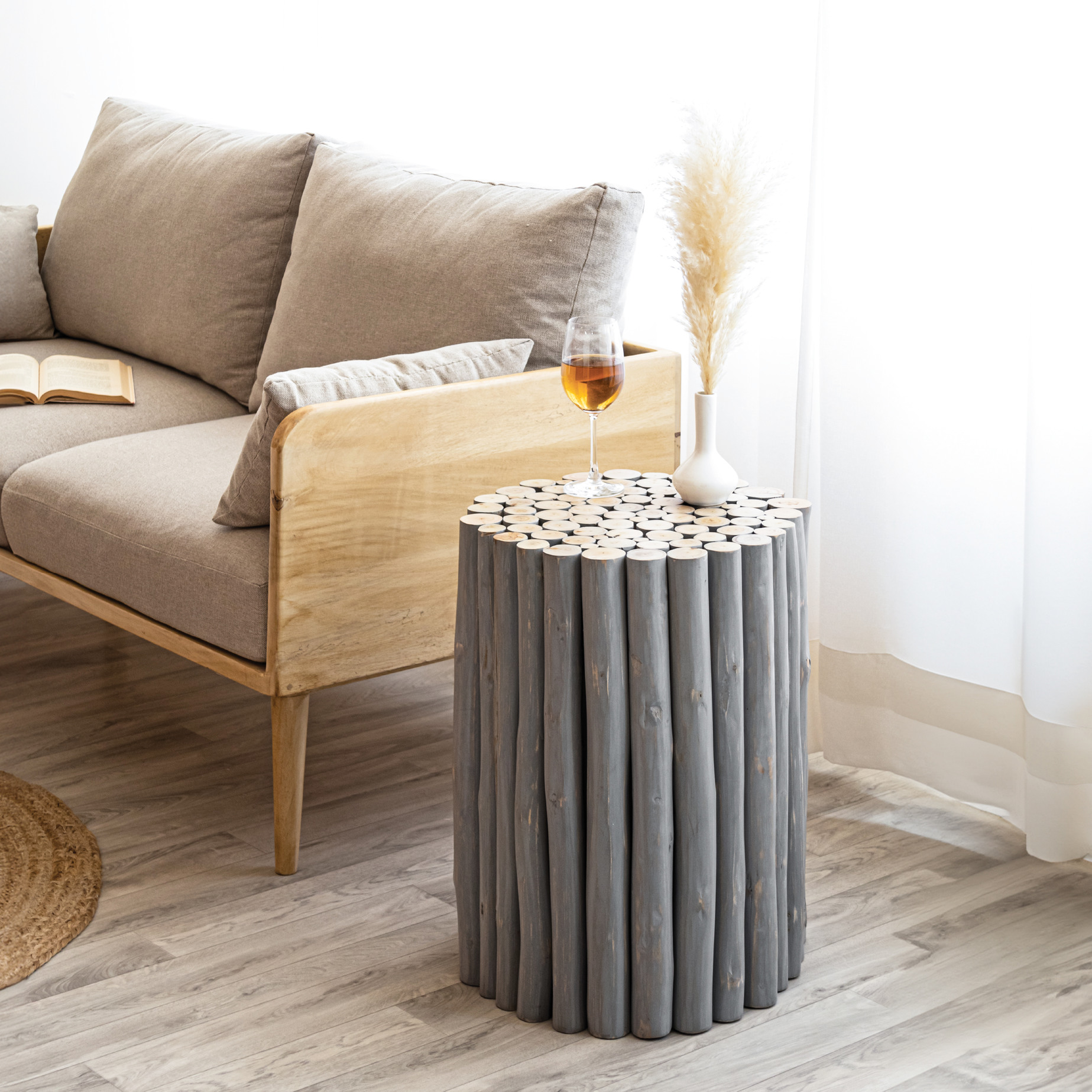 Gray Wood End Table In Modern Fashion Style - Adds Chic To Living Room ...